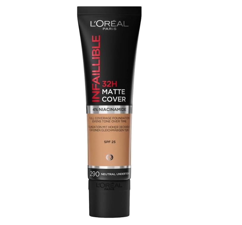 L'Oreal Paris Infallible 32HR Matte Cover Foundation 290 Neutral Under ...